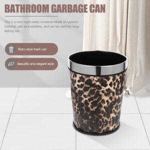 AOKWAWALIY Bathroom Trash Can Garbage Container Bin Kitchen Trash Can Trash Can Bedroom Trash Bin Garbage Can Plastic Container Practical Trash Can Stainless Steel Car Leopard Print Office