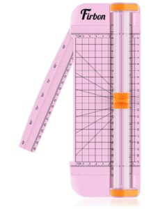 firbon pink a5 paper cutter, straight small paper trimmer with side ruler for scrapbooking craft, paper, coupon, label, cardstock