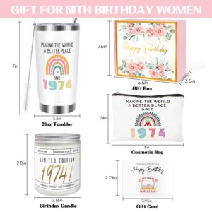 50th Birthday Gifts for Her, 50th Birhtday Gifts for Women, Women 50 Gifts, 50th Gift Baskets, Unique Funny 50th Birthday Ideas, 50 Years Old Gifts for Sister Friend Mom Wife Coworker Born in 1974