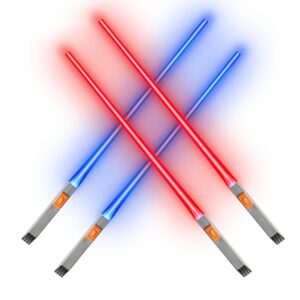 javoco chopsticks chopsticks light up, led glowing light saber chop sticks, mini lightsaber, cool chopsticks, light saber chopsticks, led chopsticks 2pairs(red&blue)