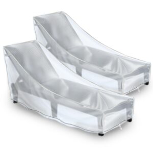 indigotempest9 patio chaise lounge covers, pvc outdoor furniture covers, pool lounge chair cover, 2 pack (frosted, 76l x 32w x 32h inches)