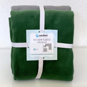 solid fleece no sew throw kit - forest green/gray (50x60)