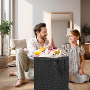 2 Pack Laundry Hamper on Wheels-92L Basket Large Laundry Collapsible With Removable Liner,Rolling Metal Wire Basket-Sturdy Laundry Bag for Dirty Clothes Organization Closet Bathroom Living Room