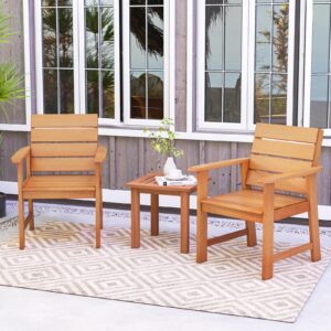 Tangkula Set of 2 Wood Patio Dining Chair, Wood Dining Armchairs with Breathable Slatted Seat & Inclined Backrest, Ergonomic Outdoor Chairs for Backyard, Balcony, Garden