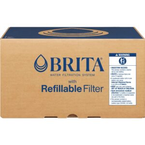 Brita Refillable Water Filtration System with Large 10 Cup Pitcher, Everyday, White, and 1 Refillable Filter