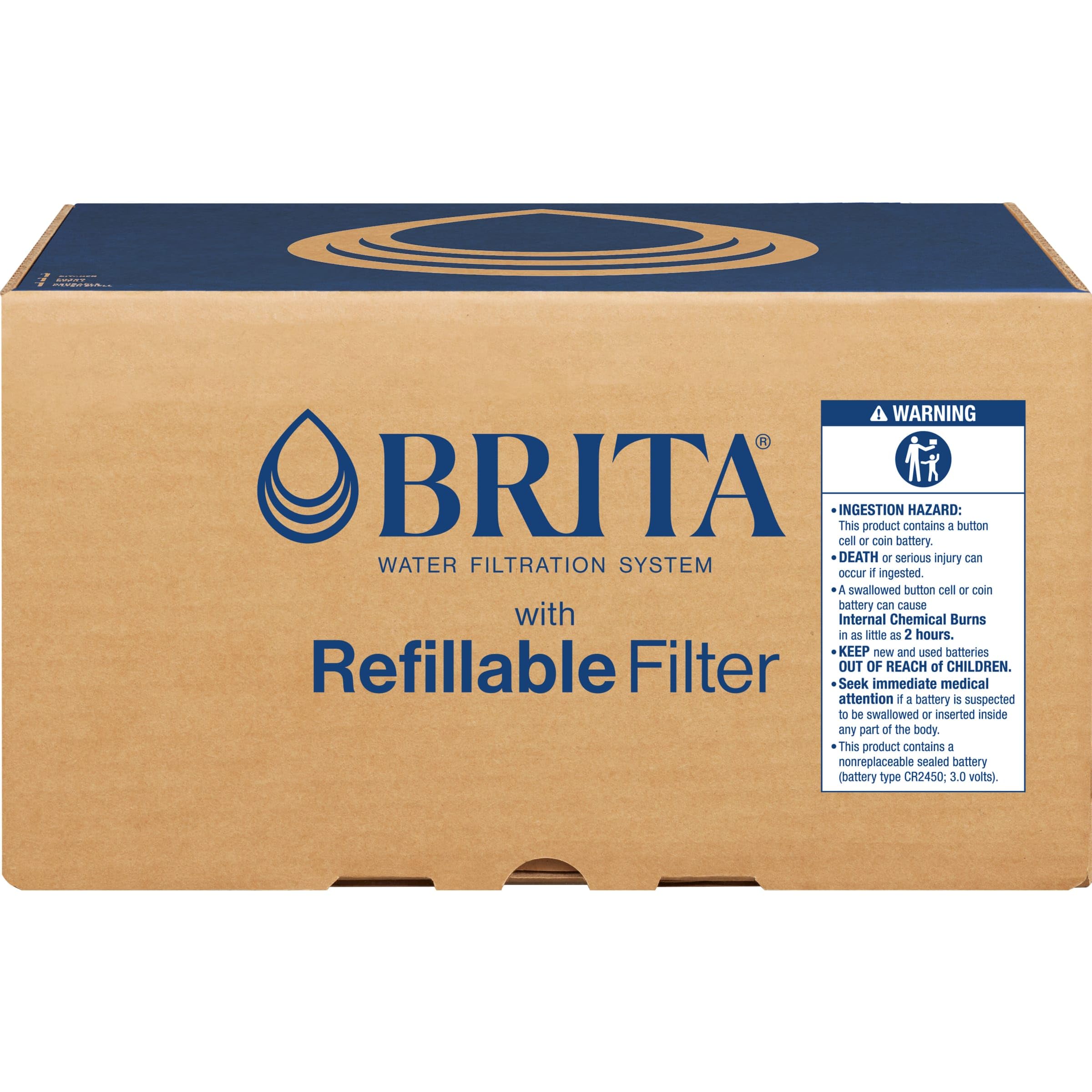 Brita Refillable Water Filtration System with Large 10 Cup Pitcher, Everyday, White, and 1 Refillable Filter