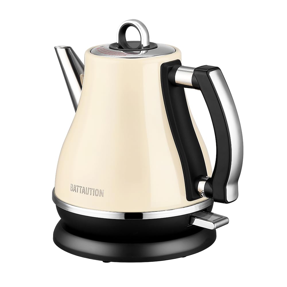 Electric Kettle, 1000W 1.2 Liter Small Hot water Kettle Electric with 100% 304 Stainless Steel Auto-shut off and Boil Dry Protection and fast-heating Electric Tea Coffee Kettle Yellow Color