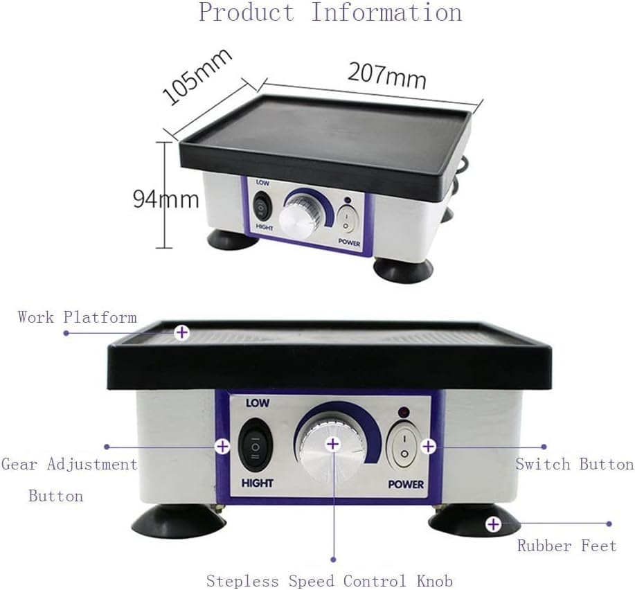 VIBURISH Lab Small Square Quartet Vibrator - Plaster Oscillator Gypsum Mixing Machine with High/Low Control Function