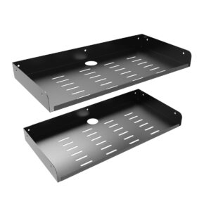 jingchengmei 2 pcs of metal floating shelf wall mounted for storage, w 16.6" x d 8" display shelf for collection in bathroom, bedroom, living room, kitchen, modern steel (16.6 inches 2 pcs)