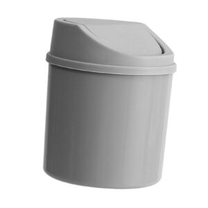 Miokycl Desktop Plastic Trash Can Flip Cover Multifunctional Tiny Garbage Bin with Lid for Living Room Decor (Grey)