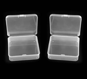 pcxino 40 pack 5.5cm small clear storage box,clear plastic beads storage containers box with hinged lid for small items and craft projects