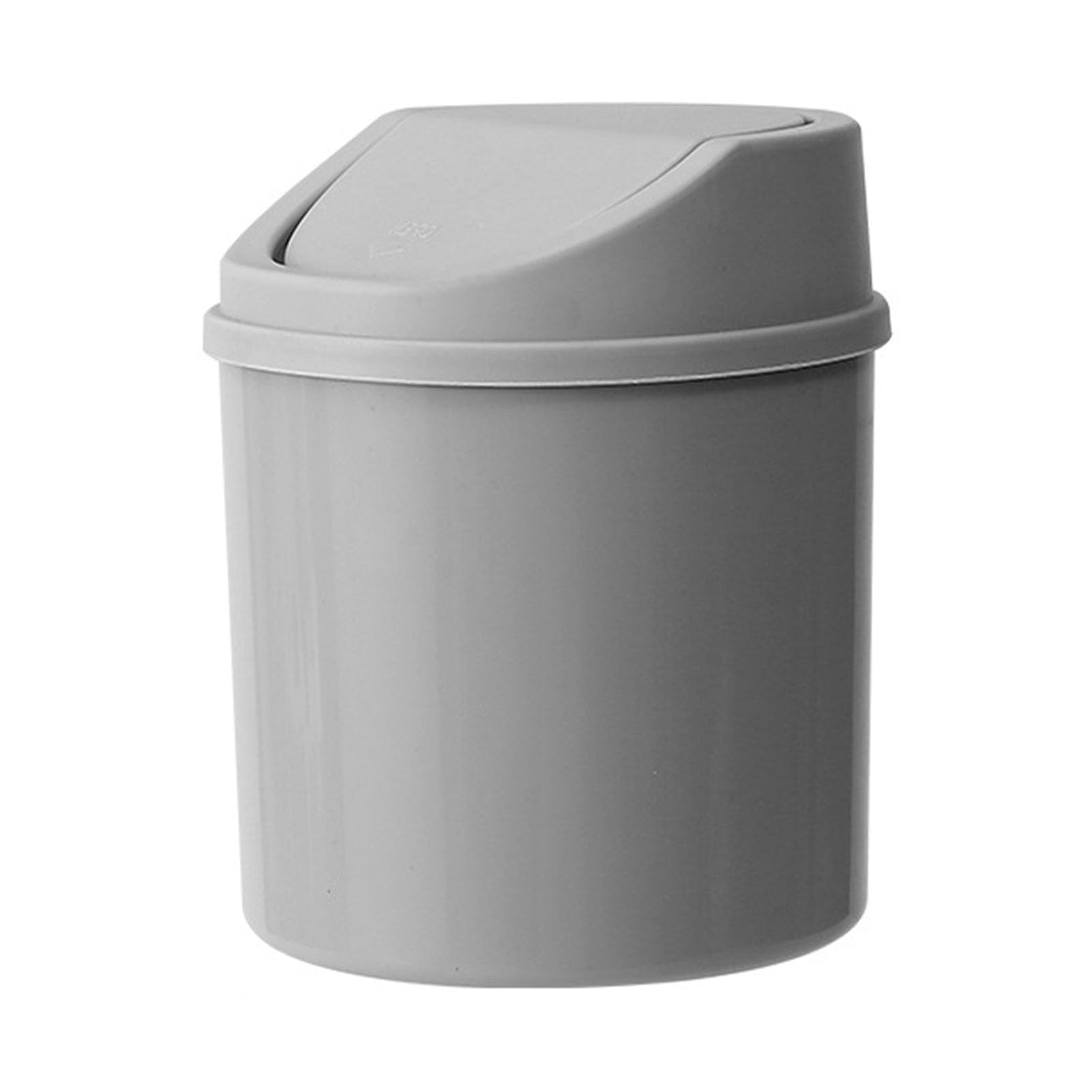 Miokycl Desktop Plastic Trash Can Flip Cover Multifunctional Tiny Garbage Bin with Lid for Living Room Decor (Grey)