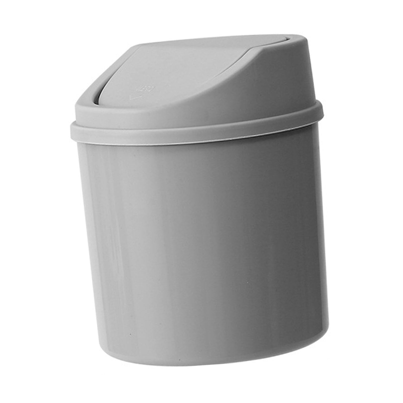 Miokycl Desktop Plastic Trash Can Flip Cover Multifunctional Tiny Garbage Bin with Lid for Living Room Decor (Grey)