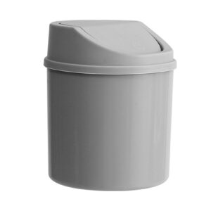 Miokycl Desktop Plastic Trash Can Flip Cover Multifunctional Tiny Garbage Bin with Lid for Living Room Decor (Grey)