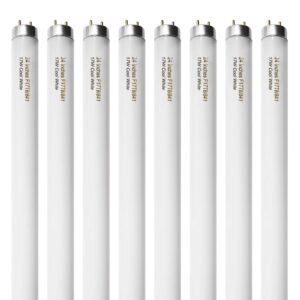 konideke 8 pack 24 inch f17t8 17 watts light bulb 2 foot straight fluorescent tube t8 tube light cool white 1400 lumen g13 medium bi-pin cap 8 count