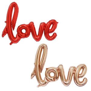 2pcs love foil balloons mylar foil letters balloons reusable material for romantic valentine's day wedding bridal shower anniversary engagement party decorations