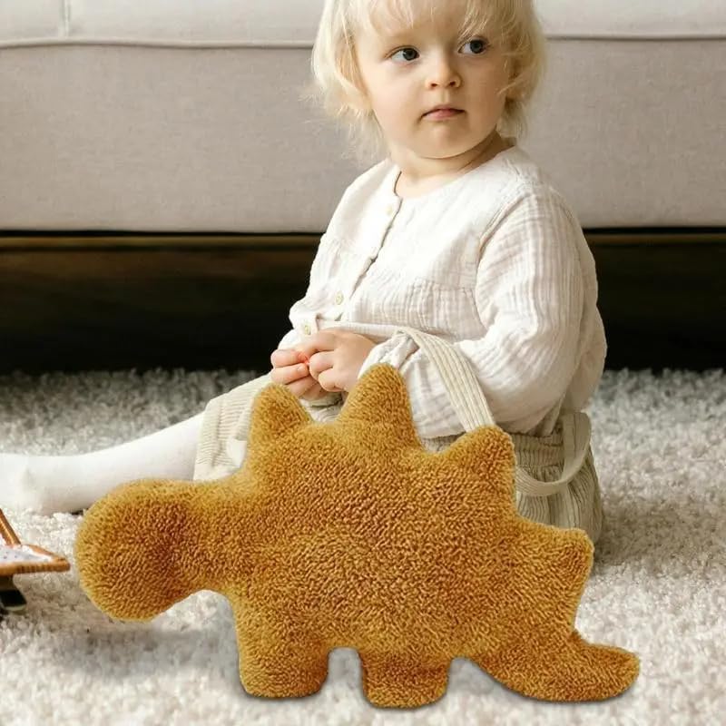 Dino Chicken Nugget Plush Toy - 45cm Large Soft Stuffed Dinosaur Pillow, PP Cotton-Filled Animal Shape Toy, Cute Plushies for Kids, Play and Decor, Ideal Gift (Stegosaurus)