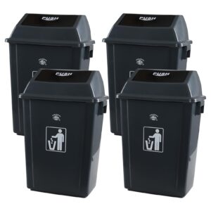 afromy 4 packs 16 gallon commercial trash can, kitchen waste bin with lid, plastic rectangular recycling bin, 30" tall