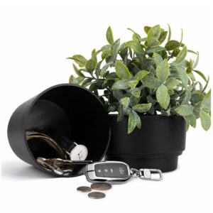 cambos 1pc hidden organizer/storage box for keys,cash, jewelry and other valuables disguised as a pot（plants not included）