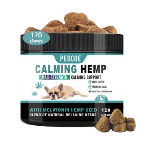 pedode hemp calming chews for dogs - anxiety relief dog calming treats 100% natural ingredients, 120 chews, duck flavor