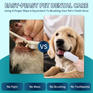 Woyamay Teeth Cleaning Wipes for Dogs & Cats, 120 Counts Dental Wipes for Reducing Plaque & Tartar for Cats and Dogs, Disposable Gentle Breath Freshener Dental and Gum Care Finger Pet Wipes