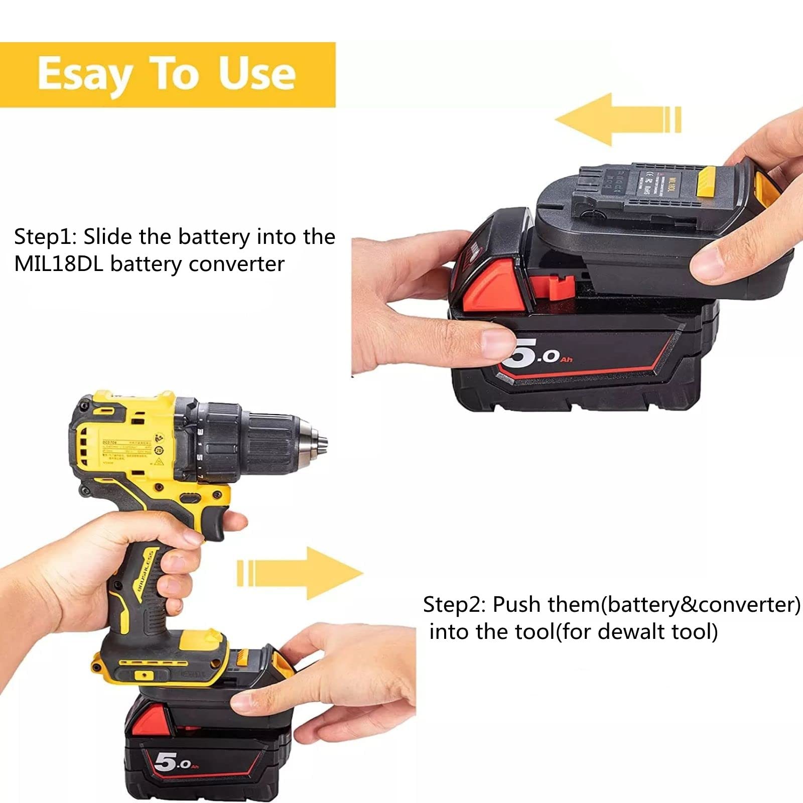 MIL18DL Adapter for Milwaukee to for Dewalt Battery, for Milwaukee M18 18V Lithium Battery Convert to for Dewalt 20V MAX XR Lithium Battery,Power for Dewalt 20V Cordless Tools