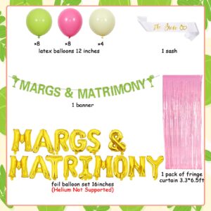 Balterever Margs and Matrimony Bachelorette Decoration Margs & Matrimony Balloon Banner Garland Margarita Lemon Ring Balloon Green for Margarita Bachelorette Party Wedding Mexican Fiesta Bridal Shower