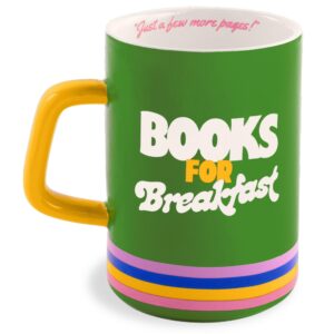 ban.do ceramic mug, 12 ounce coffee cup, dishwasher and microwave safe mug, books for breakfast