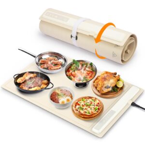 electric warming tray with adjustable temperature, flexible food warmer fast heating, portable electric warming hot plates trays to keep food warm for parties buffets, restaurants, dinners(24x16in)