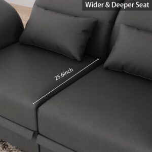 LLappuil Modular Sectional Storage Couch Ottoman Seats，Waterproof Faux Leather Sofa Chair Modules, Dark Grey