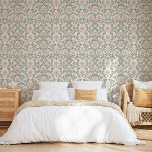 YXTII Floral Peel and Stick Wallpaper Pink Wallpaper Retro Wallpaper Victorian Wallpaper Self Adhesive Wallpaper for Bedroom Decorative Self Adhesive Shelf Drawer Liner