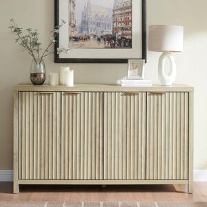 OAKHAM HOME Oxford Fluted Storage Cabinet Sideboard Large Buffet with Adjustable Shelves, Multifunctional Accent Cabinet Console Cabinet for Living Room