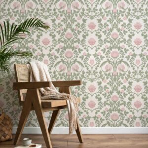 YXTII Floral Peel and Stick Wallpaper Pink Wallpaper Retro Wallpaper Victorian Wallpaper Self Adhesive Wallpaper for Bedroom Decorative Self Adhesive Shelf Drawer Liner