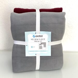 solid fleece no sew throw kit - gray/maroon (50x60)