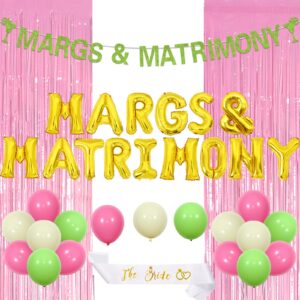 balterever margs and matrimony bachelorette decoration margs & matrimony balloon banner garland margarita lemon ring balloon green for margarita bachelorette party wedding mexican fiesta bridal shower