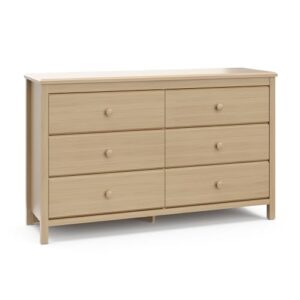 storkcraft alpine 6 drawer double dresser (driftwood) – greenguard gold certified, dresser for nursery, 6 drawer dresser, kids dresser, nursery dresser drawer organizer, chest of drawers