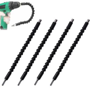 4 pack flexible drill bit extension, 11.6 inch superbit screwdriver flexible, bendable flexible drill bit extension, super bit flexible shaft extension bits (black)