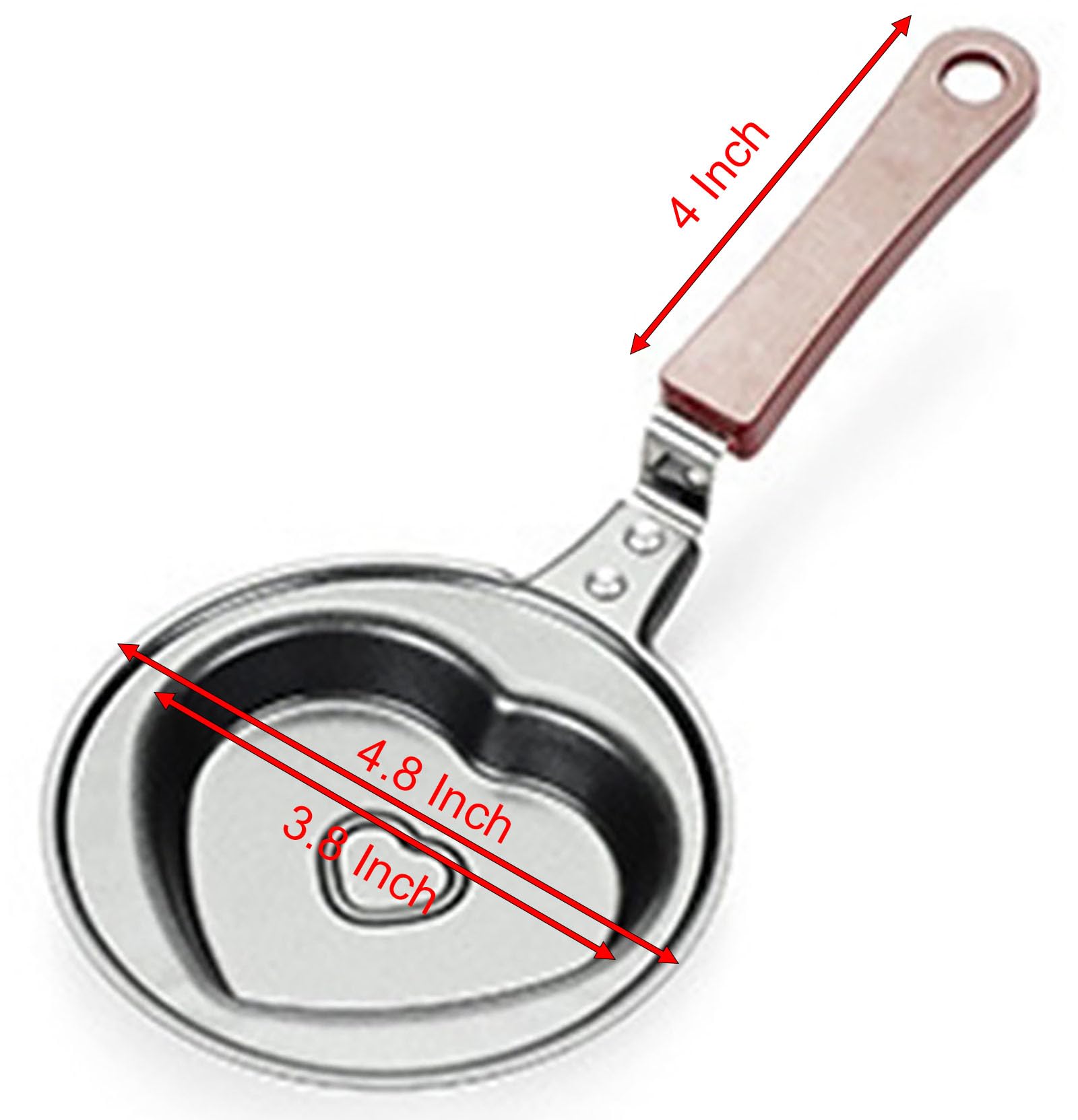 YIKANGHENG Mini Frying Pan, 4.8 Inch Heart Shape Iron Egg and Omelet Pan with Nonstick Coating for Kitchen and Outdoor of Fried Eggs, Cakes and Breads (Heart)