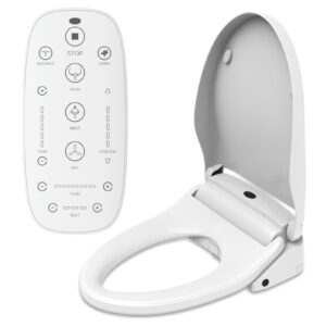 swish weavers smart bidet toilet seat with wireless remote and side panel, multiple spray modes, adjustable heated seat, warm water and air dryer, auto led nightlight, white