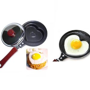 YIKANGHENG Mini Frying Pan, 4.8 Inch Heart Shape Iron Egg and Omelet Pan with Nonstick Coating for Kitchen and Outdoor of Fried Eggs, Cakes and Breads (Heart)