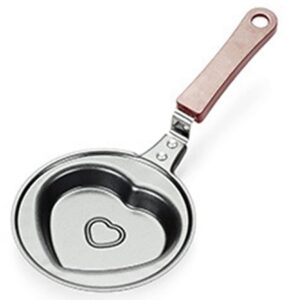 yikangheng mini frying pan, 4.8 inch heart shape iron egg and omelet pan with nonstick coating for kitchen and outdoor of fried eggs, cakes and breads (heart)