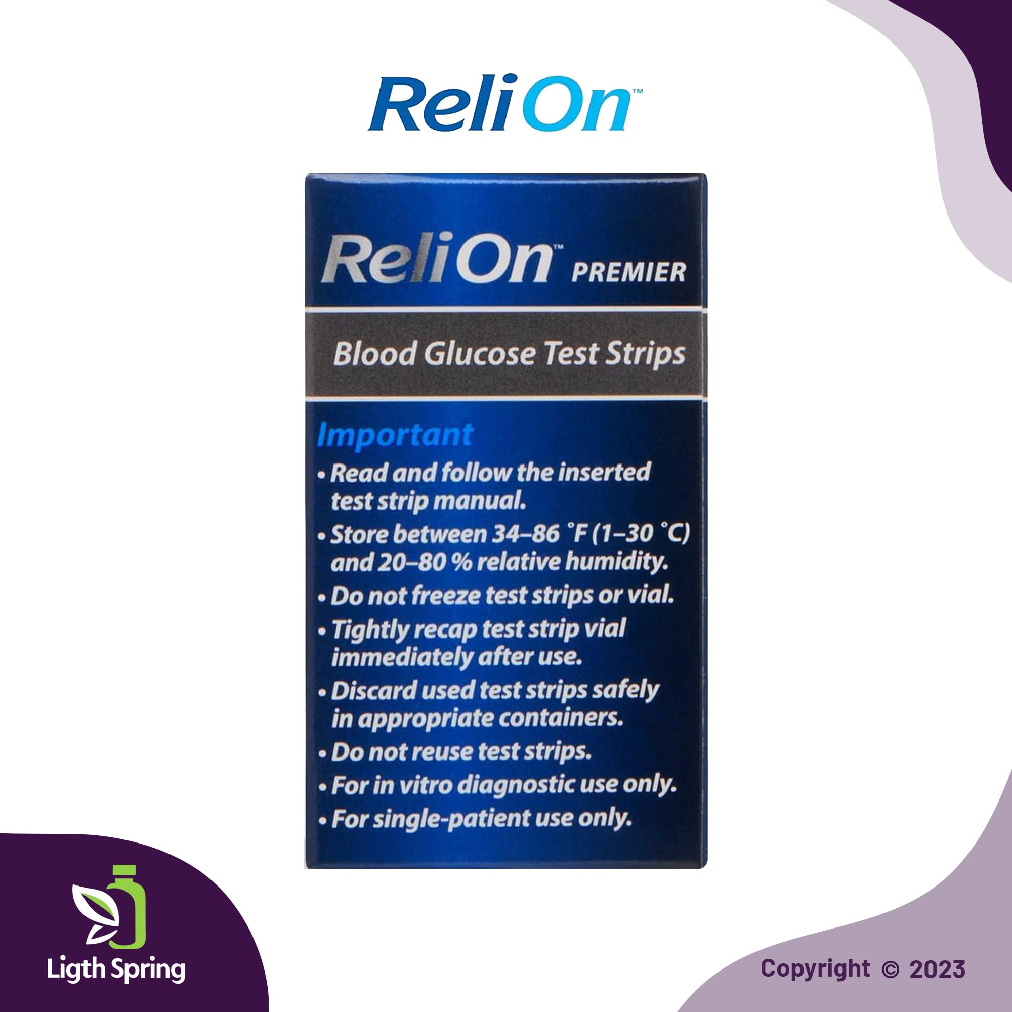 ReliOn Premier Blood Glucose Test Strips - Blood Glucose Test Strips - Test Strips for Diabetes - Blood Sugar Test Strips Diabetic Test Strips - Reli On Premier Test Strips 100 Count+Better L&S Guide