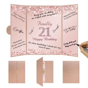 vlipoeasn 21st birthday guest book alternative, rose gold 21st birthday party decorations for women, creative diamond 21st birthday signature book, cheers to 21 year old birthday party supplies