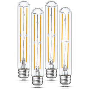 sphoon tubular light bulb 7.3 inch dimmable t10 led bulb e26 6w 60 watts edison bulbs 2700k solf white,185mm long for wall sconces, pendant, livingroom, 4-pack