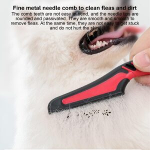 Flea Comb with Rubber Handle, Flea and Tick Comb for Dogs & Cats, Dog Hair Comb Double-Row Cat Flea Combs, Tick Removal Pet Grooming Supplies