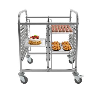 bun pan rack, 6 tiers commercial cooling storage rack cart with large capacity 12 compartments for kitchen, mobile stainless steel bakery rack with 4 universal wheels for bakeries, restaurants