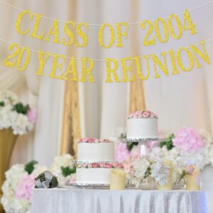 Happy 20th Anniversary Banner, Class of 2004, 10 Years Later, Class Reunion Party Decorations Gold Glitter