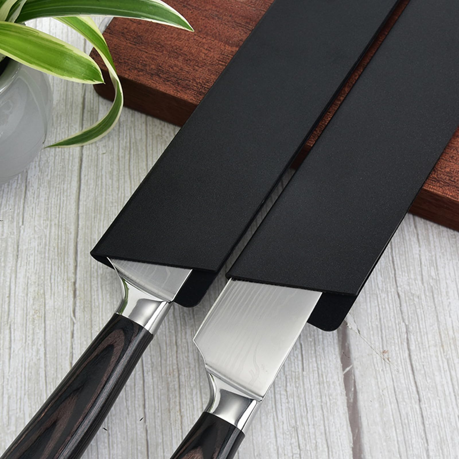 Knife Guard 8 Inch x 2 Inch RISHTEN Chef Knife Sheath Set 2 Pack Universal Waterproof Blade Edge Cover Knife Sleeves Protectors Guards for Kitchen Knives Extra Strength, Black