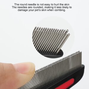 Flea Comb with Rubber Handle, Flea and Tick Comb for Dogs & Cats, Dog Hair Comb Double-Row Cat Flea Combs, Tick Removal Pet Grooming Supplies