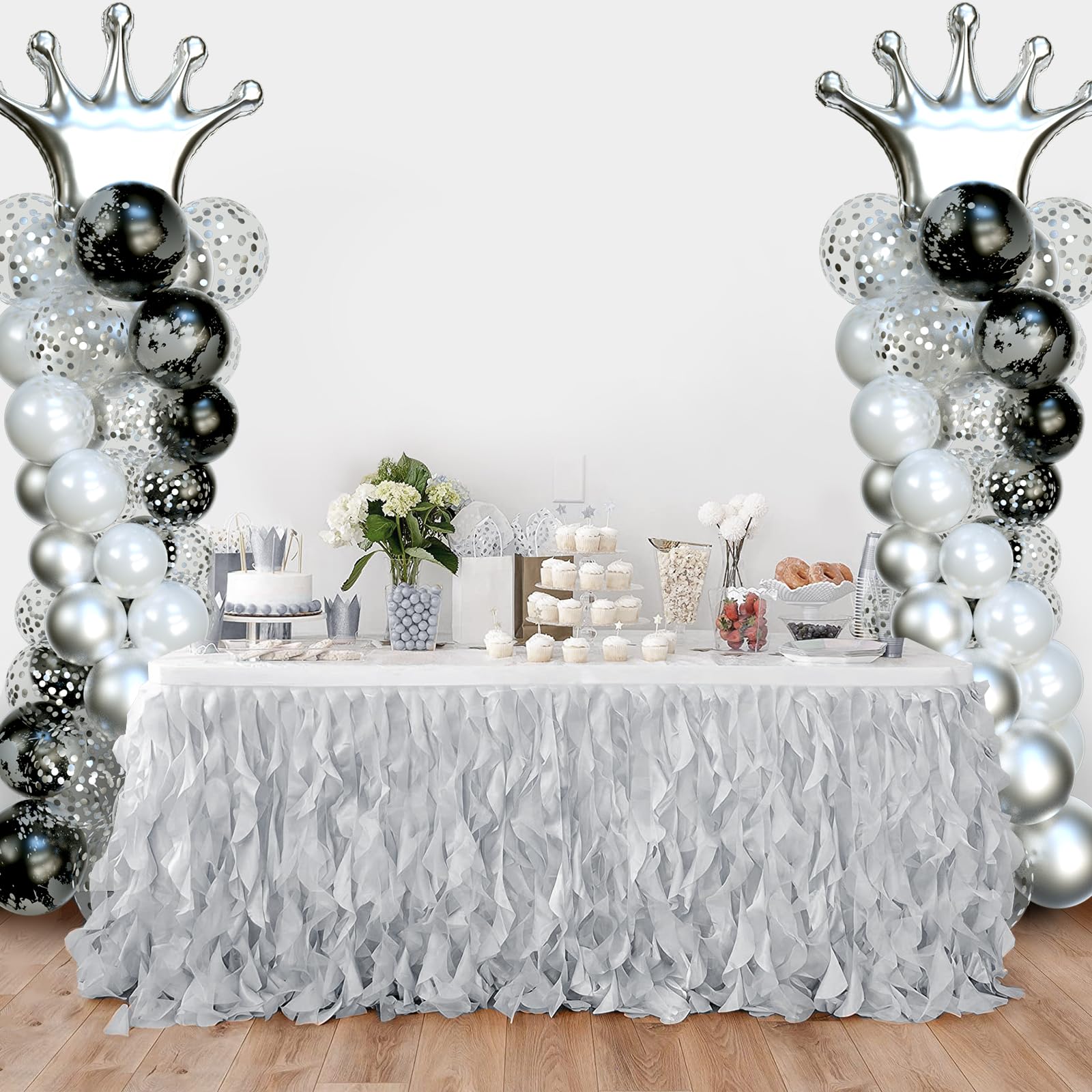 SINBEE Balloon Arch Stand, Balloon Arch Kit of 2, 7 Feet Height Adjustable Metal Balloon Column Stand for Party Decorations Wedding Birthday, Graduation Party Decoration, Baby Shower, Silver